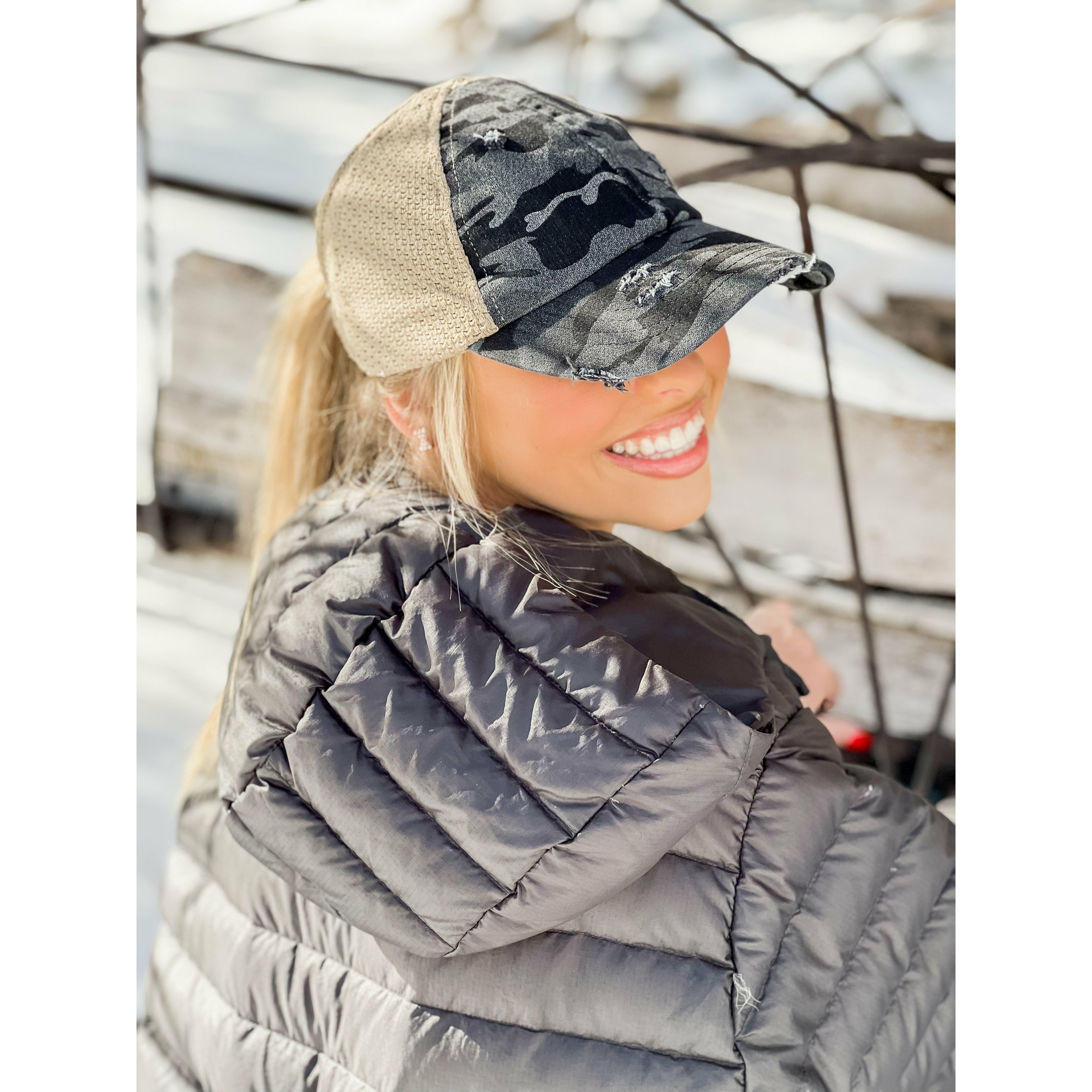 Washed Camouflage Stretch Mesh High Pony CC Ball Cap BT787 – ccbeanie.com