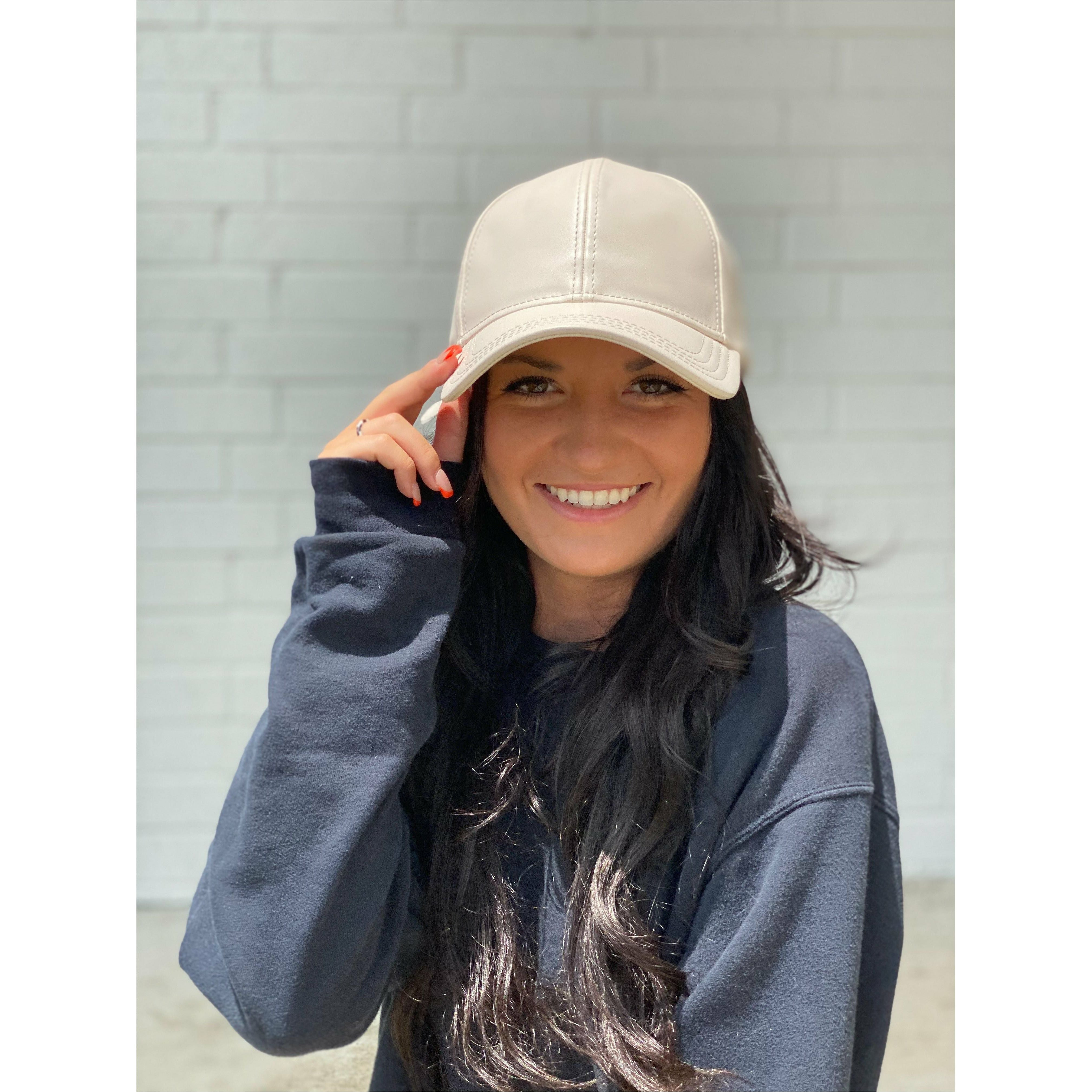 Faux Leather CC Ball Cap BA4 – ccbeanie.com