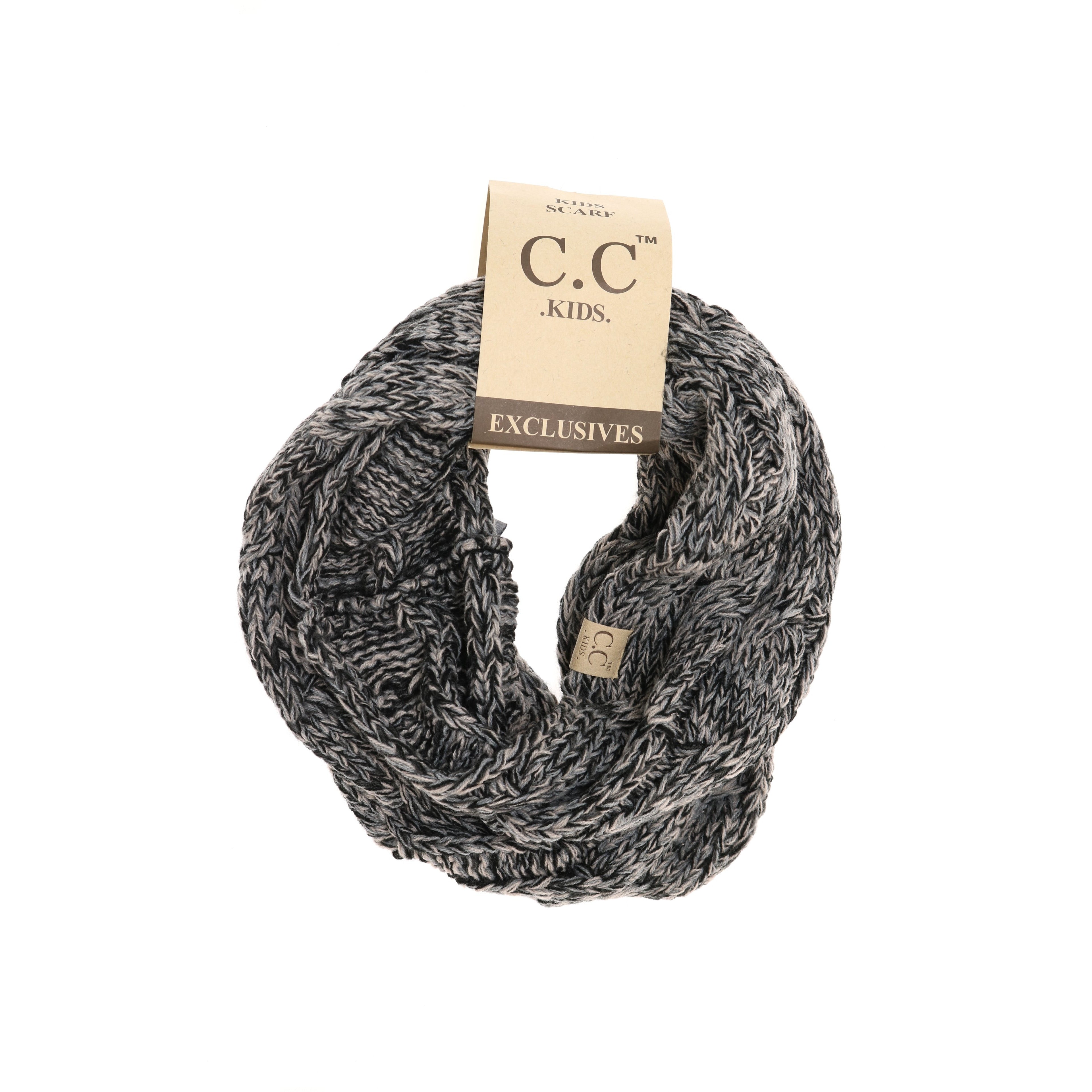 KIDS Multi Tone Cable Knit CC Infinity Scarf SF816KIDS – ccbeanie.com